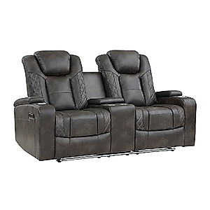Lexicon 72" Power Reclining Sleeper Sofa Couch with USB Ports, Home Theater Power Reclining Loveseat with Cup Holders, Power Recliner Couch for Living Room, Bedroom, Office, Apartment, Brownish Gray