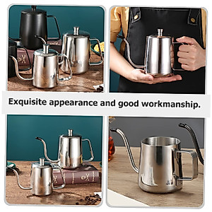 NUOBESTY 2pcs Coffee Pot Goose Neck Tea Pot Camping Coffee Maker Stainless Coffee Maker Coffee Maker Coffee Espresso Maker Kettle Stainless Steel Mini Office Accessories