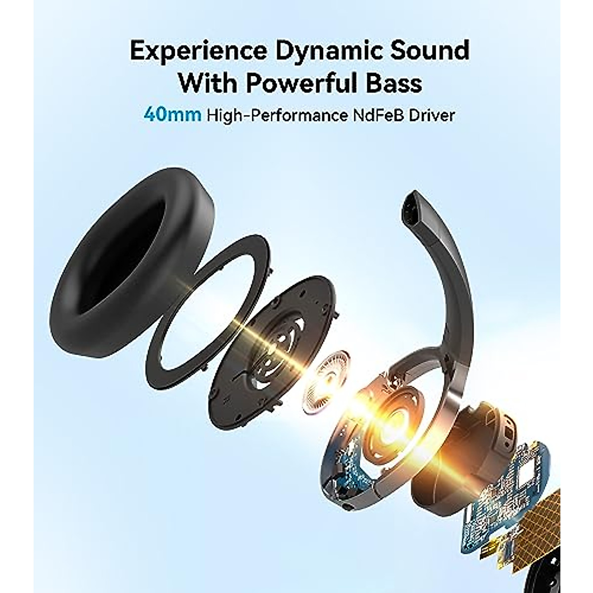 Edifier W600BT Wireless Over-Ear Headphones, Bluetooth V5.1, Crystal Clear Call, 40mm Drivers, 30H Playtime, Connect to 2 Devices, Built-in Microphone, Lightweight, for Travel, Home, Office - Black