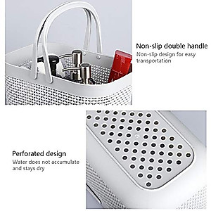 UUJOLY Plastic Organizer Storage Baskets with Handles, Shower Caddy Bins Organizer for Bathroom and kitchen（Grey