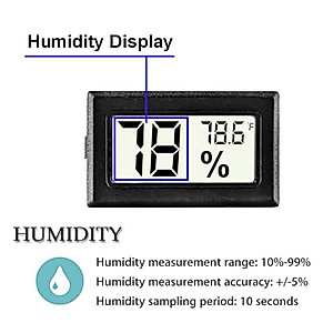 Meggsi 2-Pack Mini Digital Hygrometer Gauge Indoor Thermometer, LCD Monitor Temperature Outdoor Humidity Meter for Humidors Greenhouse Jars Incubators Guitar Case, Display Fahrenheit (℉)