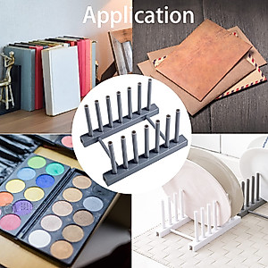 Halyuhn Gray Plate Racks Organizer for Cabinet, 4 Pack Plastic Plate Rack Stand Keep Dry for Dish, Bowl, Cutting Board, Bakeware, Serving Tray and More, Desk Mail Sorter Organizer 6 Slots Removable