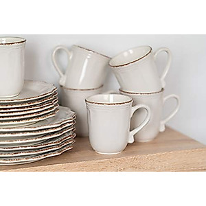 10 Strawberry Street Oxford Dinnerware Set, 24 Pc, Cream