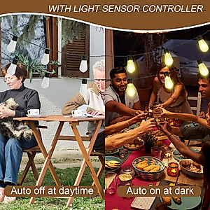 31 Feet Solar Outdoor String Lights Vintage Bulbs with 20 Dimmable Warm White Solar Powered LED Bulbs Waterproof Shatterproof Energy Saving LED Light with Solar Panel for Home Garden Festival Wedding