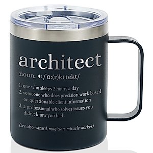 Onebttl Funny Architect Gifts, Architecture Gifts For Christmas, Birthday, 12Oz Stainless Steel Tumbler Travel Mug - Black Definition