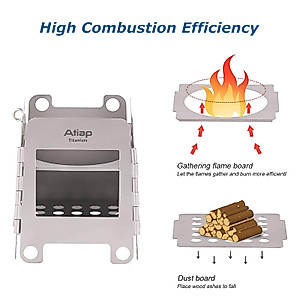 ATiAP Titanium Wood Burning Stove, Foldable Camping Backpacking Stove, Portable Wood Stove Alcohol Stove for Outdoor Camping Picnic BBQ