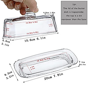 8'' Art Glass Butter Dish with Lid,Classic Covered 2-Piece Butter Container For Countertop,Multi-Purpose Preserving Serving Dessert Tray Bowl,Dishwasher Safe