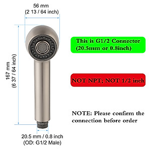 Replacement Sprayer Pull Out Spray Head for Kitchen Sink Pull-Down Faucet G1/2 or 13/16inch Thread 2-Function Stream Aerated Flow- Brushed Nickel