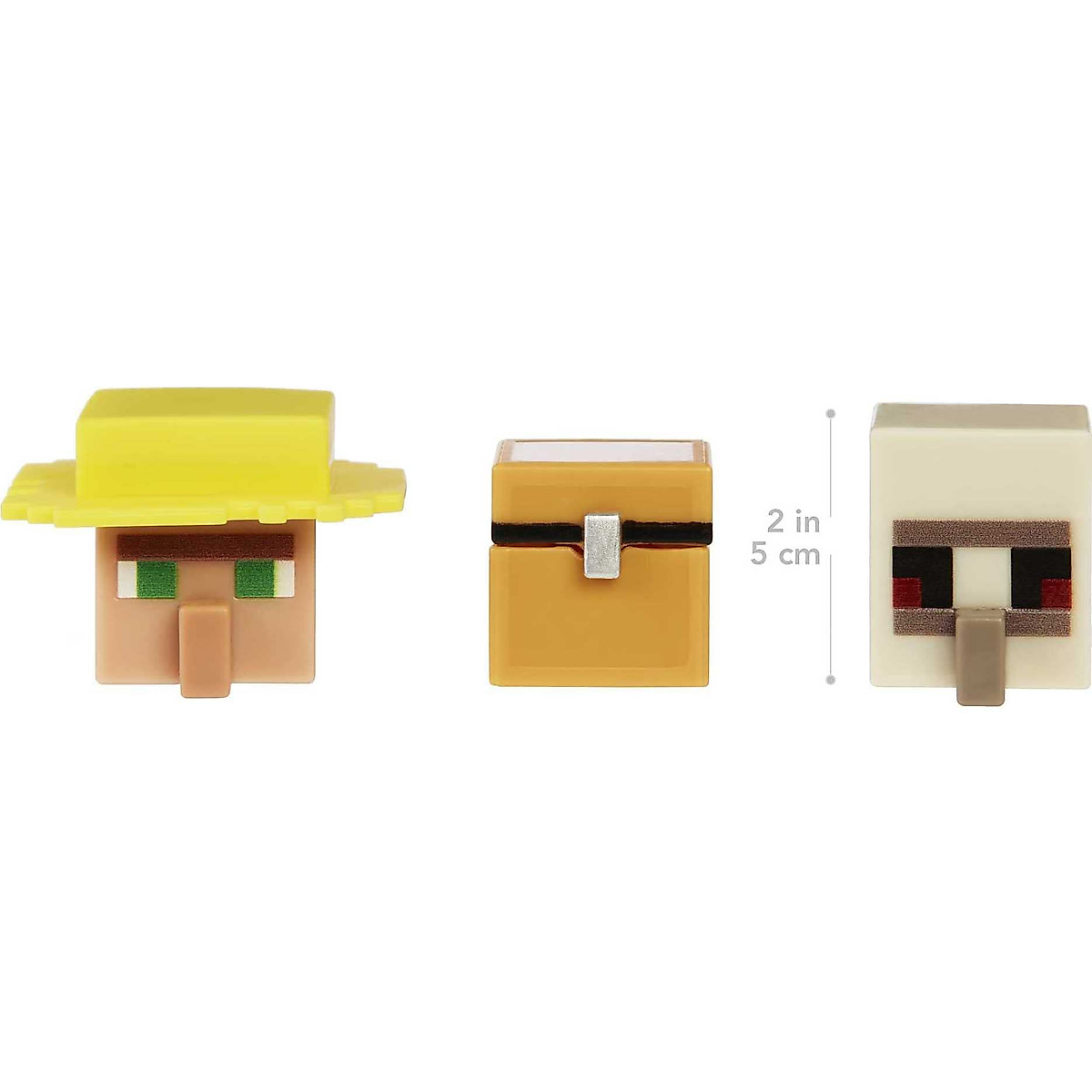 Minecraft Mob Head Minis Villager Guarding Iron Golem Pack with 2 Action Figures & Accessories, Incudes Authentic Pixelated Video-Game Characters Steve & Spider, Age 6 Years & Older