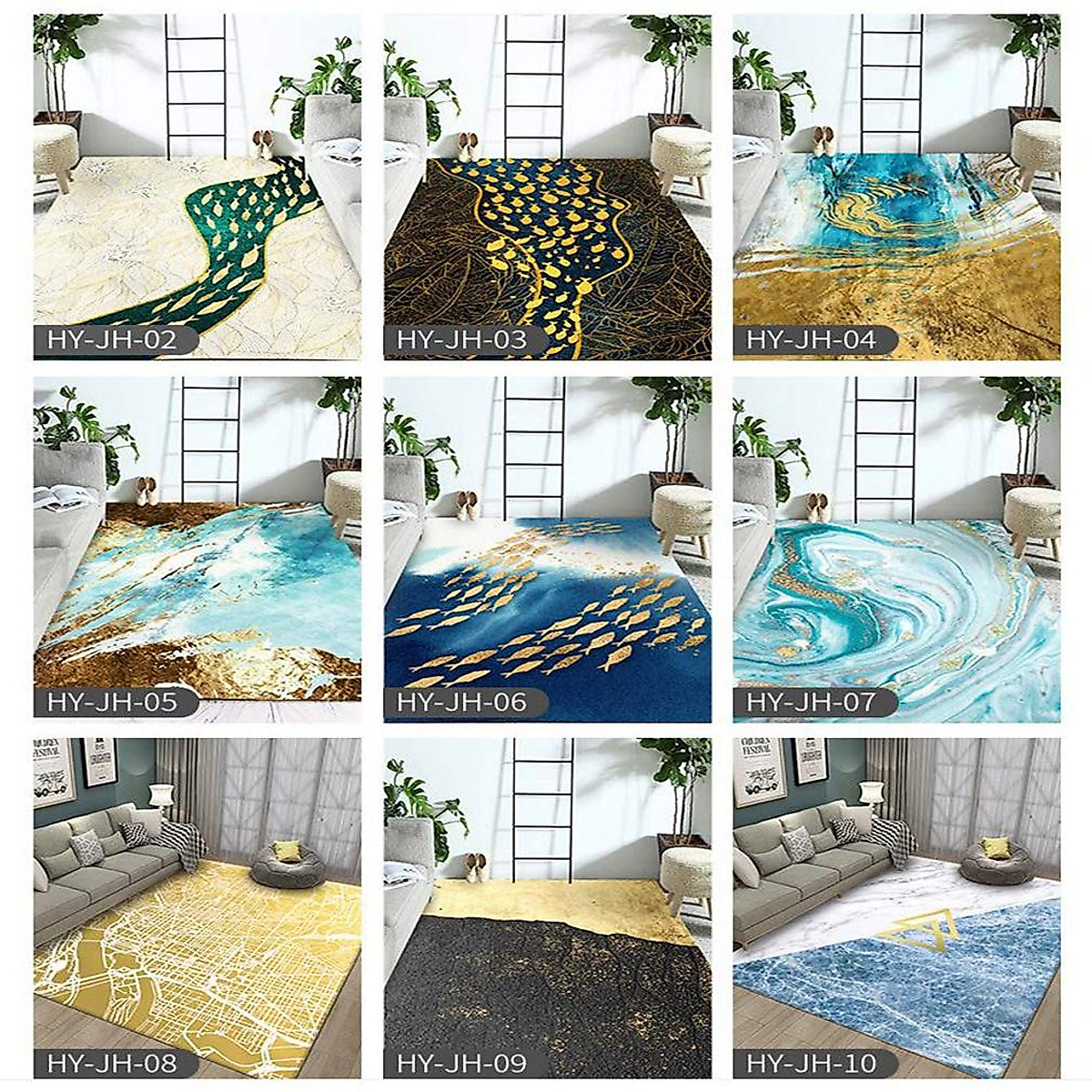 MOXIC Soft Luxury Abstract Art Living Room Area Rugs Rectangular Children Crawling Bedroom Rug Fleece Anti-Slip Carpets Nordic Modern Home Decor Mats Indoor Outdoor Runners Nursery 8' X 10'