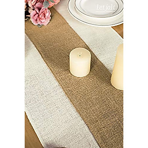 Letjolt Burlap Table Runner Farmhouse Table Runner Jute Table Runner Rustic Table Decor Jute Woven Fabric, Light Colour Edge 12x48 Inches