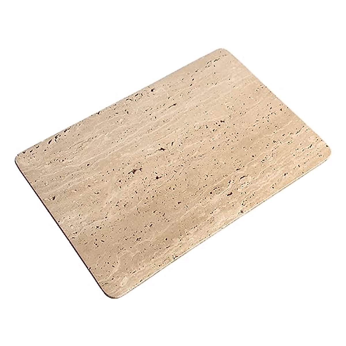 StonePlus Natural Marble Beige Travertine Tray, Pastry Cheese Tray, Dessert Coffee Plate, Double Sided Smooth Marble Slab (Beige Travertine)