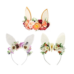 Cute Bunny Ear Headband For Toddler Baby Girls Easter Headwear Floral Rabbit Cosplay Headdress Hoop Hair Accessories