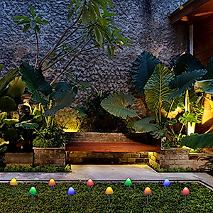 Remagr 4 Set 48 LED Mushroom Solar Lights 50 ft Mini Shaped Pathway Landscape Modes Powered Night Light Waterproof for Garden Patio Lawn Backyard Christmas , multiple colors