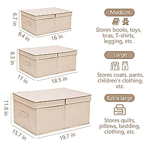 Futureskyfish Collapsible Storage Bins with Lids Closet Storage Bins Fabric Storage Bin with Lid Extra Large Storage Bins with Lids Clothing Sto Beige
