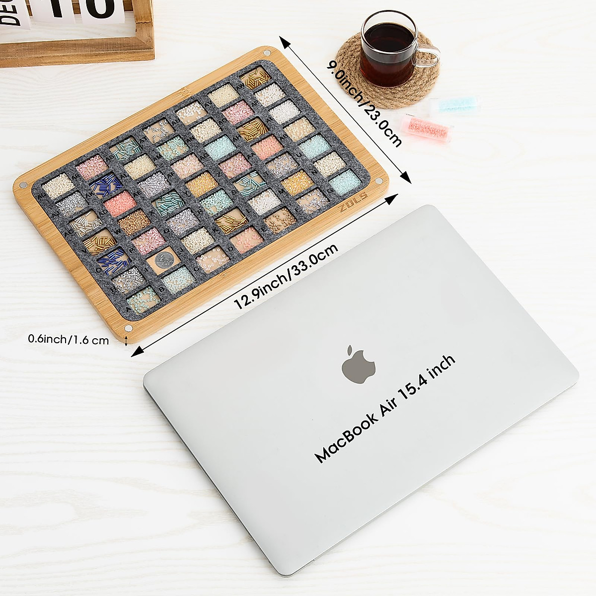 ZDLS Bead Storage Solutions,Wooden Bead Storage Organize with Lid,Bead Sorting Tray-Size M