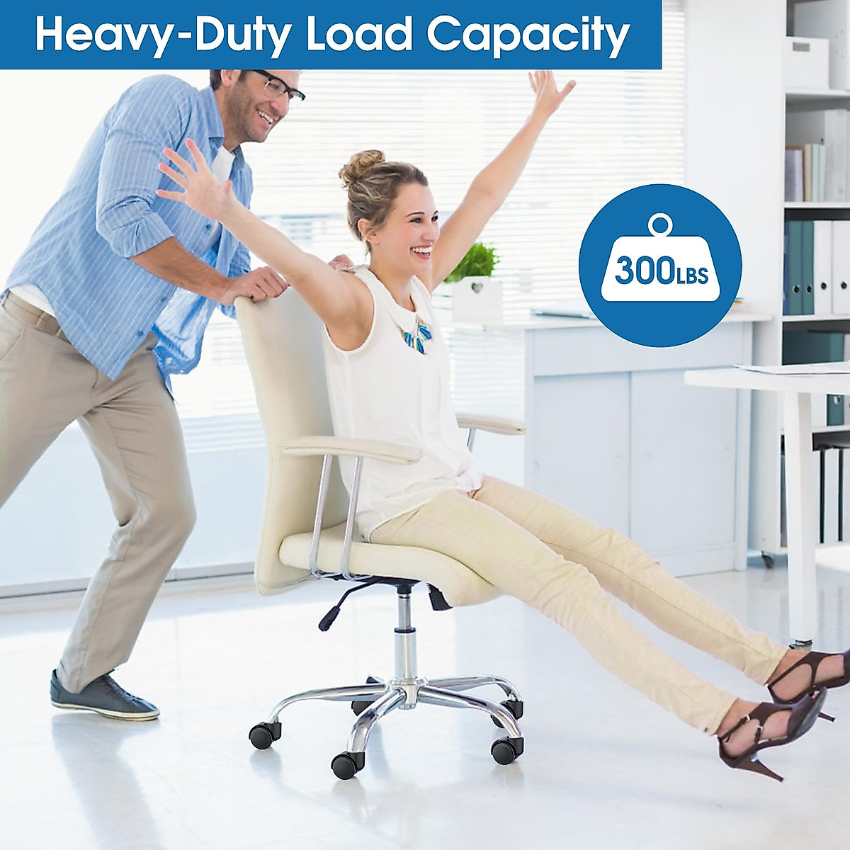 MaxGear 2" Office Chair Wheels Heavy Duty Replacement, Mute Rubber Rotating Desk Chair Caster Wheels, Safe for All Floors Including Hardwood, Universal Standard Stem Size Fits 99%, Set of 5