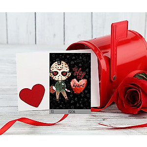 Silly Goose Gifts Classic Horror Scary Movie Character Themed Valentines Day Card School Classroom Exchange (Set of 24)