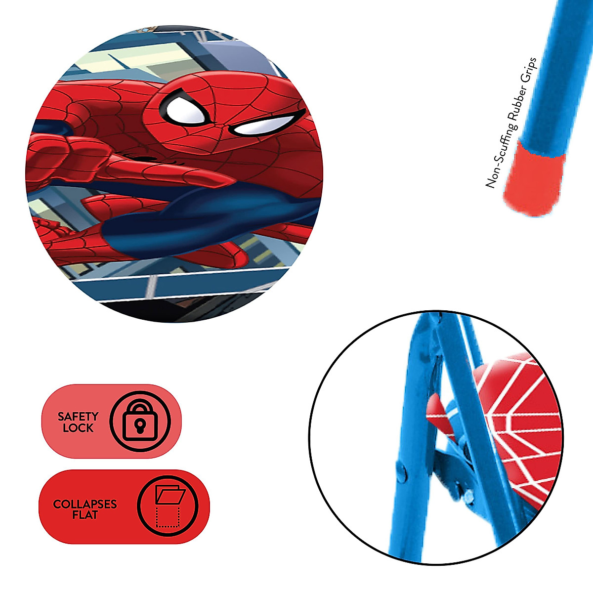 Idea Nuova Marvel Spiderman 3 Piece Children's Activity Square Table and Chair Set, Ages 3+ (NN201039)