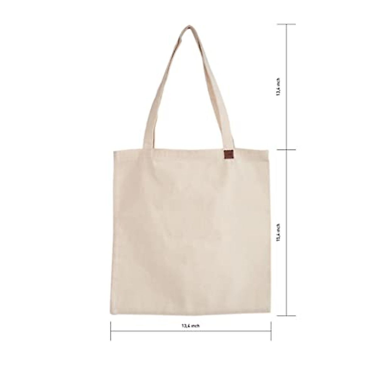 NATI LINE Reusable Canvas tote bag, 100% Cotton, Bag for Shopping and beach 13,4''x15,4'' (natural) Medium