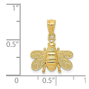 Solid 14k Yellow Gold Bee Pendant Charm - 19mm x 15mm