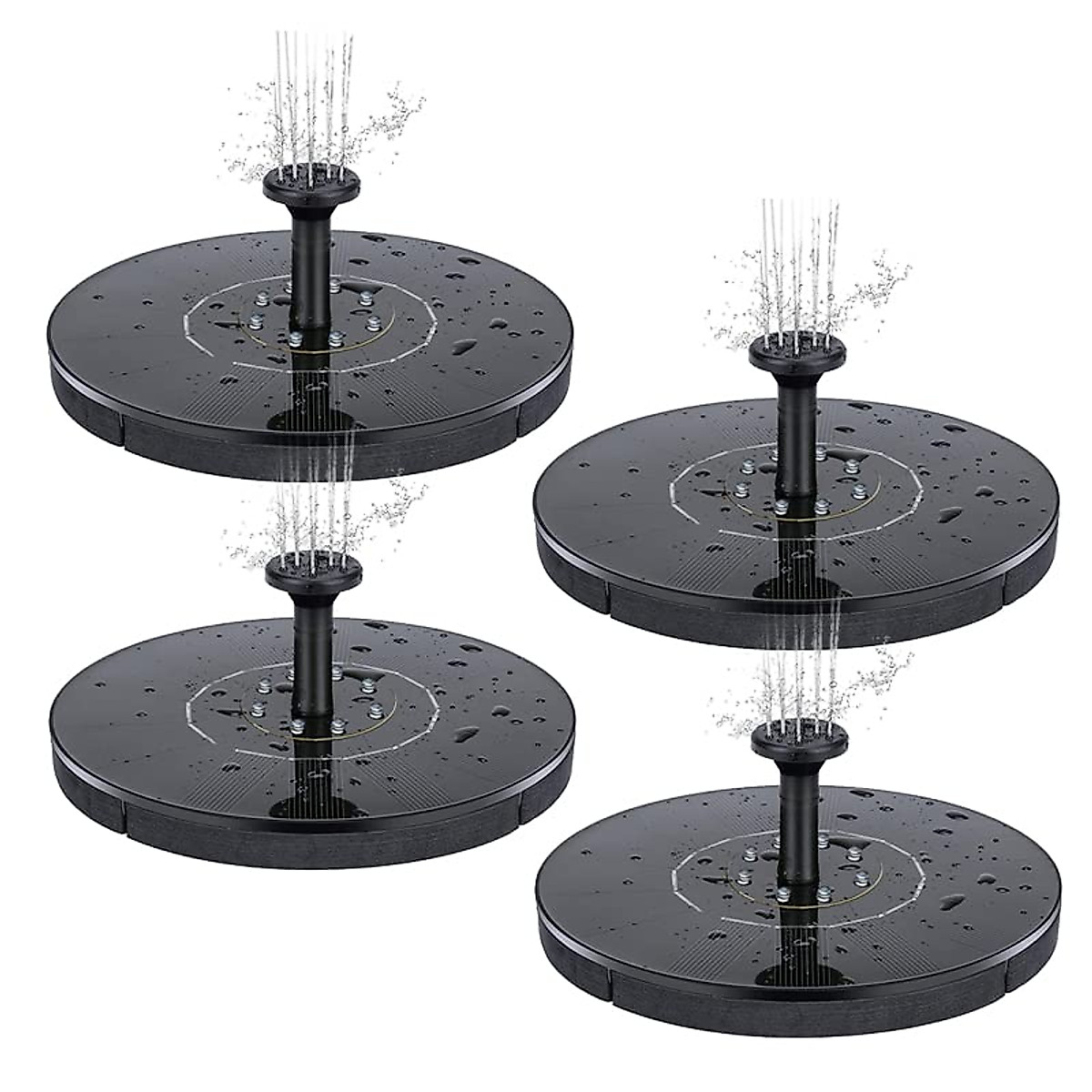 4 PCS Solar Fountain for Bird Bath, 1W Solar Bird Bath Fountain Pump with 4 Nozzles, Solar Powered Water Fountain Pump for Garden, Ponds, Pool, Fish Tank, Outdoor and Aquarium