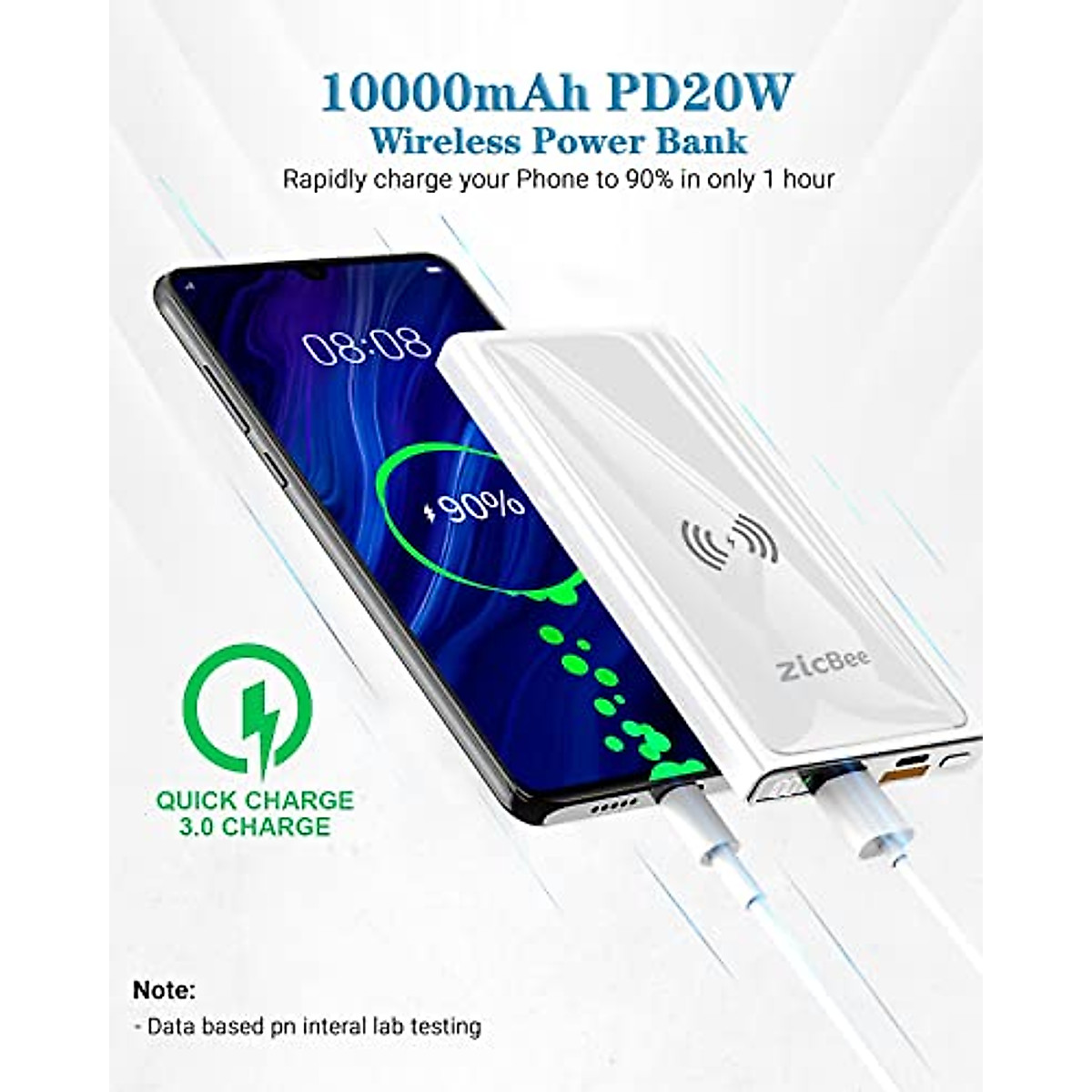 15W Wireless Portable Charger, 22.5W PD20W QC3.0 USB-C Fast Charging 10000mAh Power Bank LED Display, 2 Inputs and 4 Outputs, Slim & Light External Battery Pack for iPhone iPad Airpod Samsung LG Sony