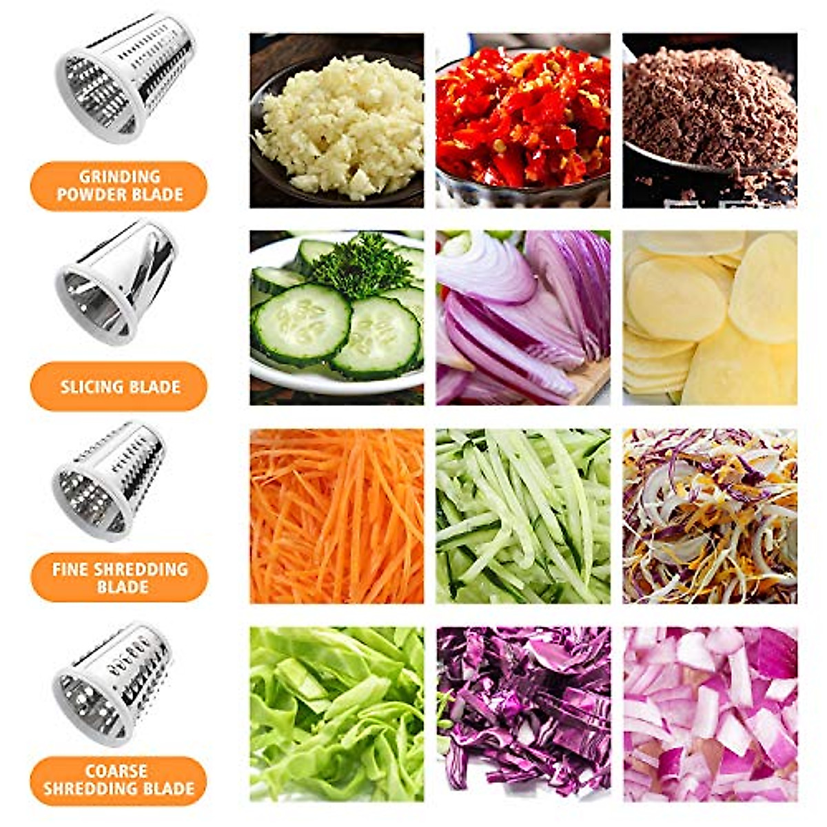 Slicer/Shredder Attachments for KitchenAid Stand Mixers, Food Slicers Cheese Grater Attachment, Salad Maker Accessory Vegetable Chopper with 4 Blades Dishwasher Safe