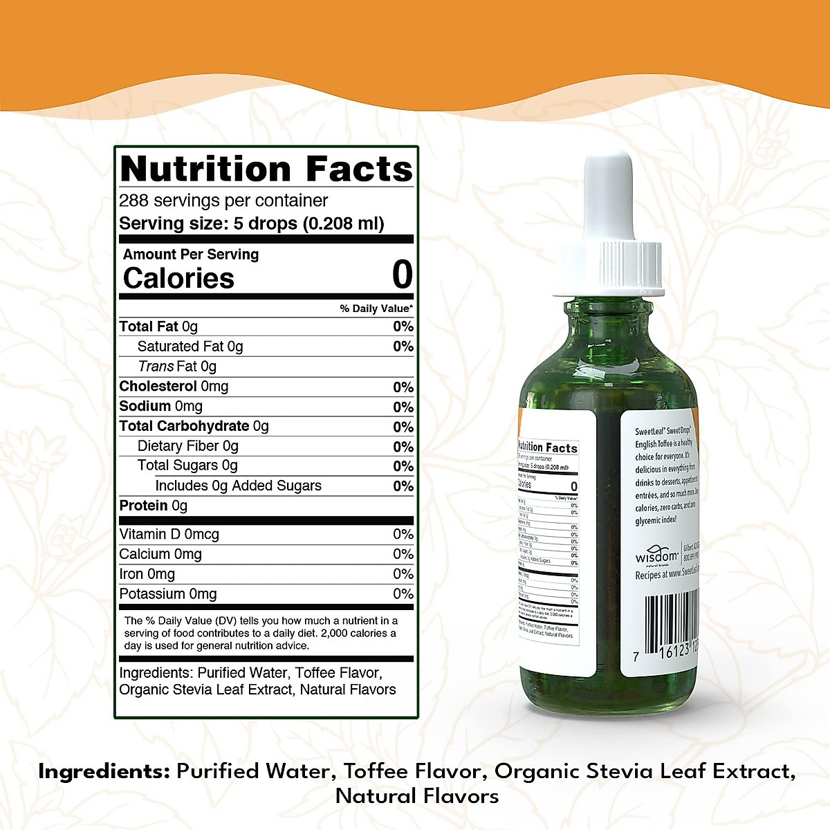 SweetLeaf Stevia Liquid Sweet Drops - English Toffee Flavored Drops, Stevia Liquid Sweetener, Zero-Calorie, Sugar-Free Syrup Alternative for Keto Coffee, Baking, Shakes, 2 Fl Oz (Pack of 2).