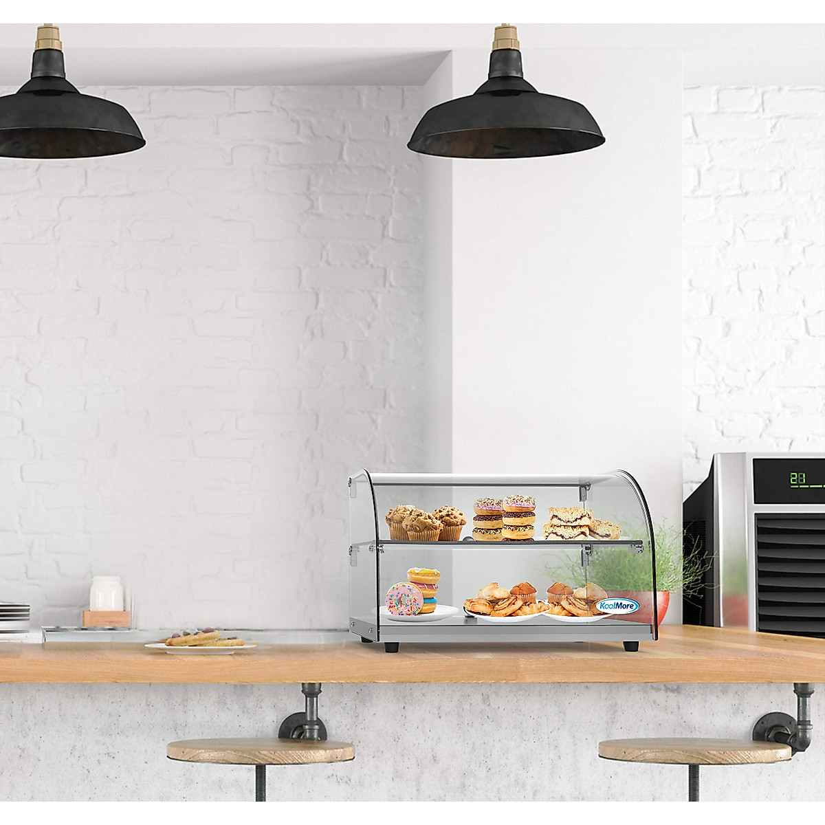KoolMore - DC-2C 22" Commercial Countertop Bakery Display Case with Front Curved Glass and Rear Door - 1.5 cu. ft.