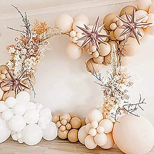 Moukiween 12 Point Star Balloons- 50 Pcs Explosion Star Foil Balloons, 3D Starburst Cone Mylar Balloons for Party Supplies Christmas Birthday Wedding Baby Shower Photo Booth Champagne Gold