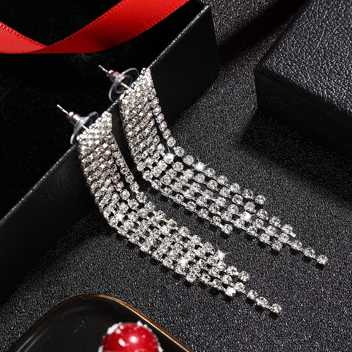 Hicarer Tassel Collar Statement Necklace with Tassel Earring for Women Jewelry Suit