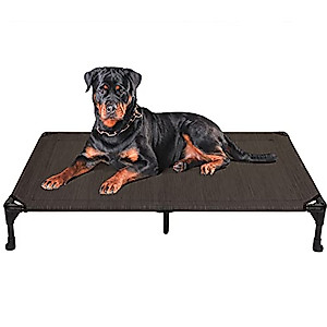 Veehoo Cooling Elevated Dog Bed, Outdoor Raised Dog Cots Beds with Washable & Breathable Mesh, No-Slip Rubber Feet, Portable Chewproof Pet Bed for Indoor & Outdoor, X-Large, Brown