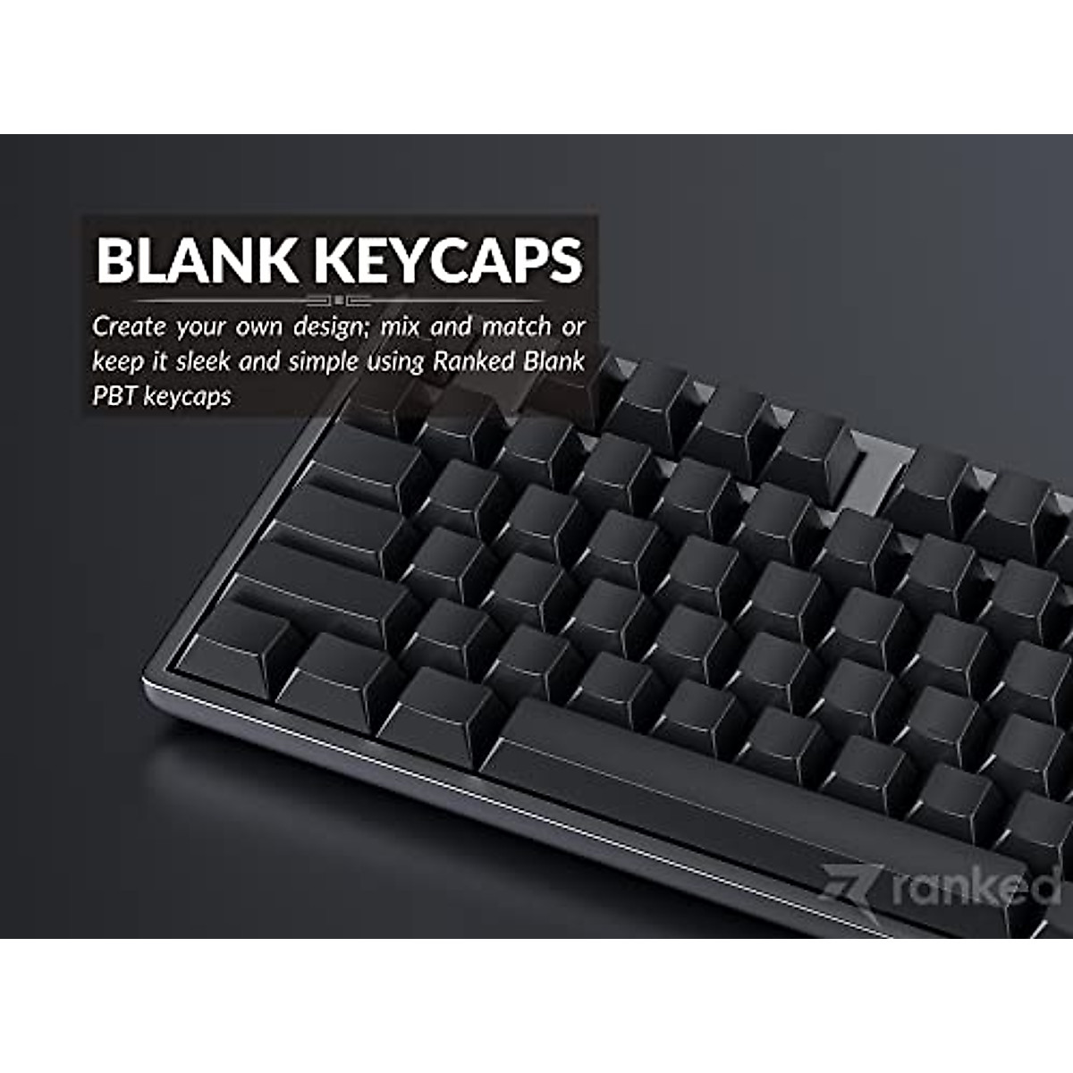 Ranked Blank Premium Keycap Set | 1.4 mm Thick PBT | Cherry Profile for Mechanical Keyboard (Black, 139 Keys)