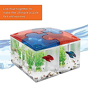 Aqueon Betta Puzzle Aquarium Fish Tank Kit, Blue, Half Gallon