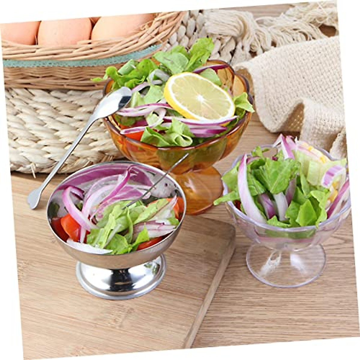 HOMSFOU 2 pcs Glass It Restaurants Trifle Fruit Has Bowl Cup Footed Creme Containers Cream Cereal Dishes Wedding Plates Metal Brulee Hot L and Chilled Snacks Champagne Tumblers Restaurant