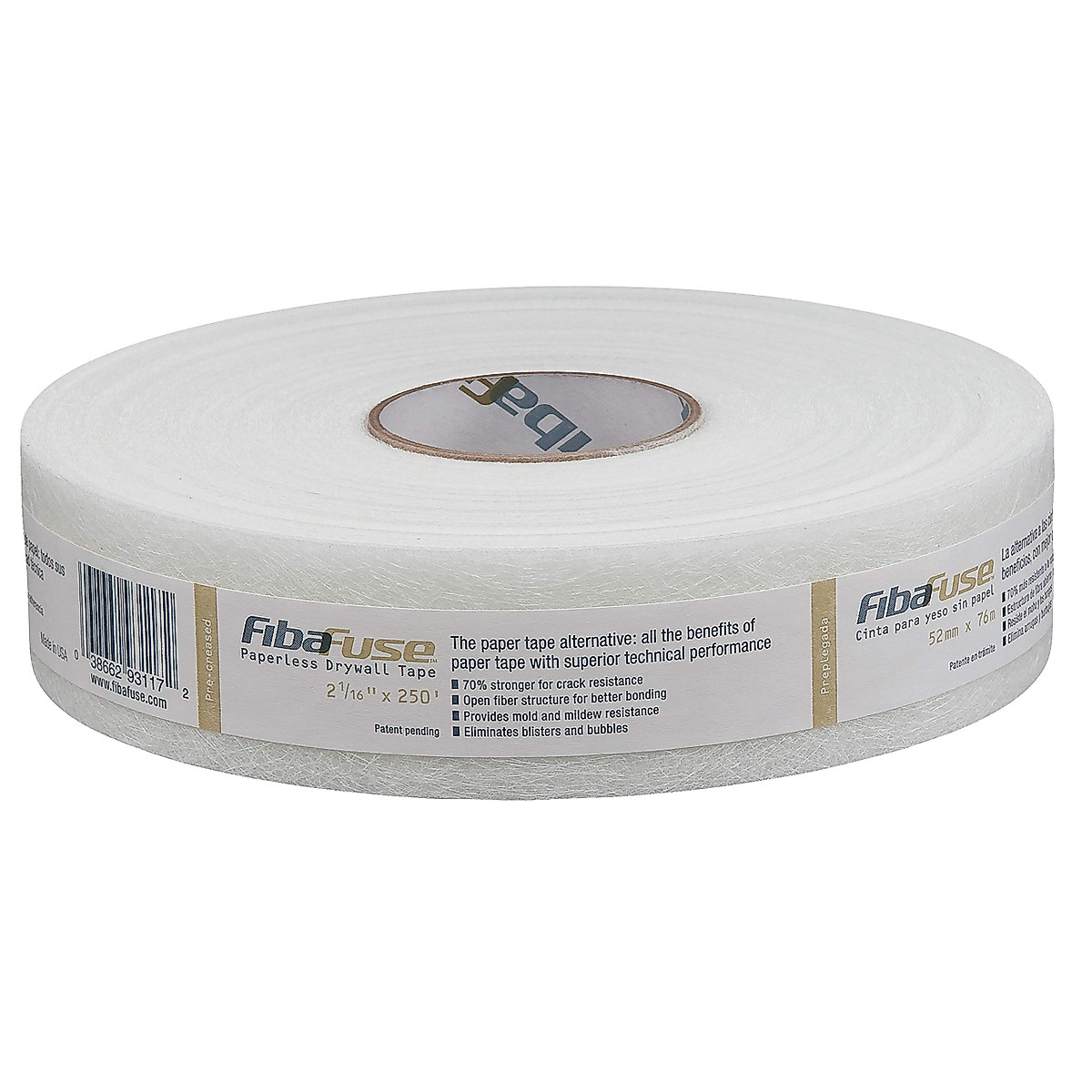 Saint Gobain ADFORS FibaFuse Paperless Drywall Joint Tape, 2-1/16 in x 250 ft - White