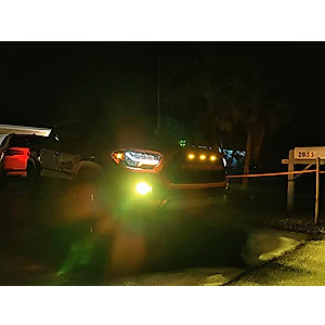 iJDMTOY Yellow Lens 24W High Power LED Wide Angle SAE Flood Beam Fog Light Kit w/Built-On Mounting Brackets Compatible With Toyota Tacoma Tundra 4Runner, etc