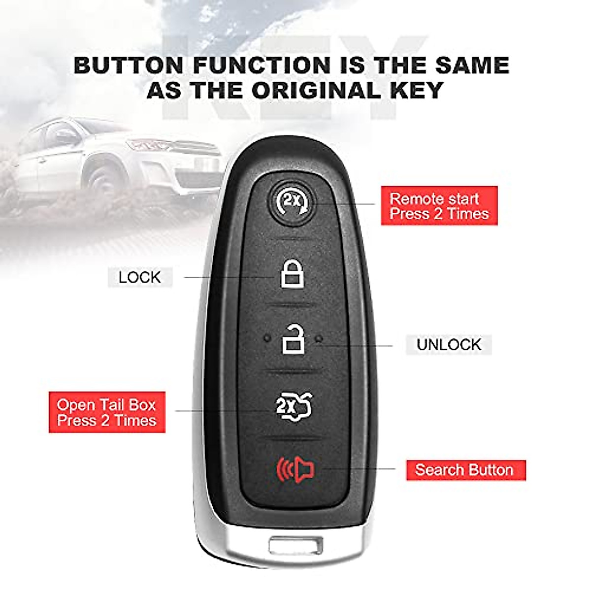 VOFONO Car Key Fob Keyless Entry Smart Remote fits for Ford Explorer Edge 2011-2015 Flex Taurus 2013-2019 Expedition Focus Lincoln MKS MKT MKX Navigator P/N: M3N5WY8609