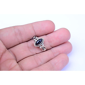 Black Onyx Stone Ring, 925 Sterling Silver Statement Ring For Women, Handmade Ring Gemstone Promise Ring for Birthday Christmas Gift For Her Ring Size US 7