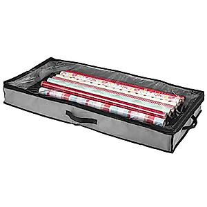 mDesign Soft Fabric Under Bed Storage Organizer Holder Bag for Clothing, Accessories, Boots - Easy-View Top Panel, 2-Way Zippered Lid, Side Handles, 2 Pack - Charcoal Gray/Black