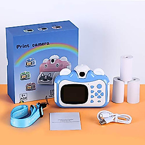 Barchrons Instant Print Digital Kids Camera 1080P Rechargeable Kids Camera Video Camera with 32G SD Card for 6-12 Years Old Birthday Gift
