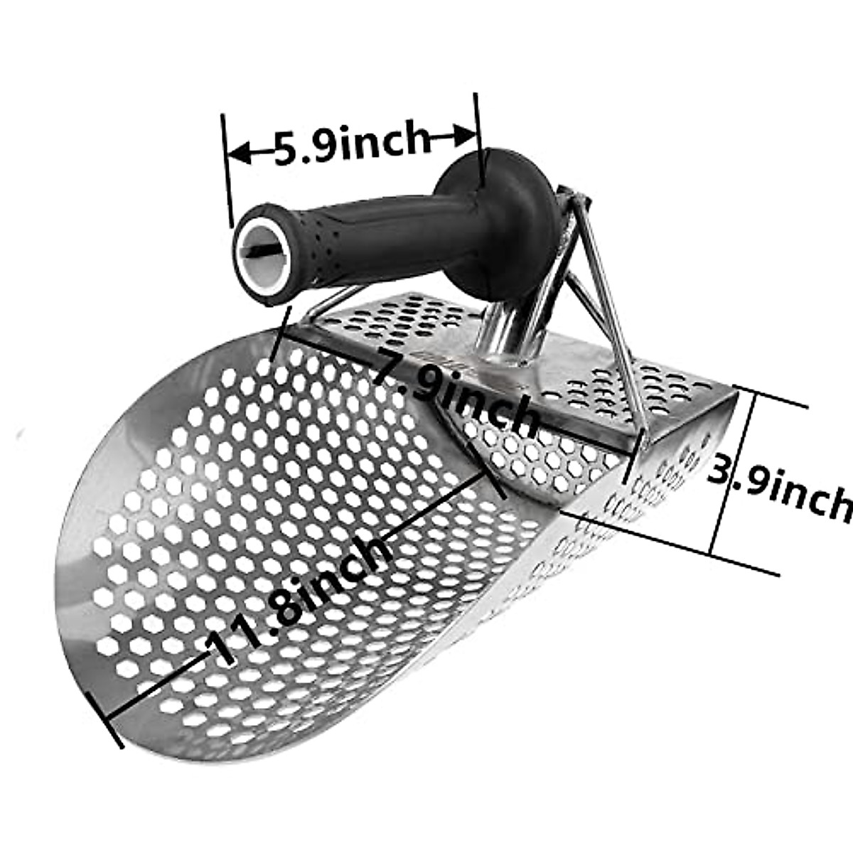 YtotY Beach Sand Scoop with Handle, Metal Detecting Tool,Beach Underwater Treasure Hunting, Stainless Steel Water Metal Detecting Tool Digging Shovel Fast Sifting Metal Detector…