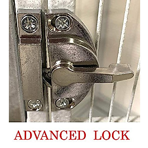 Large Wrought Iron 3 Levels Ferret Chinchilla Sugar Glider Small Animal Cage with 1/2" Wire Cross Shelves & Ladders with Removable Rolling Stand *White Vein*