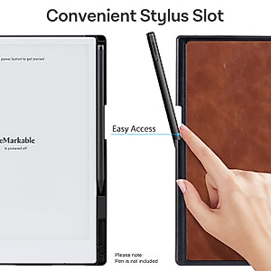 CoBak Case for Remarkable 2 Paper Tablet - Lightweight and Hard Back Shell Protective Book Folio Cover with Built-in Pen Holder - for 10.3" 2020 Released (Brown)