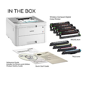 Brother HL-L3210CW USB & Wireless Digital Color Laser Printer for Home Business Office - Single-Function: Print Only - 600 x 2400 dpi, 250-Sheet Large Capacity, BROAGE Printer Cable