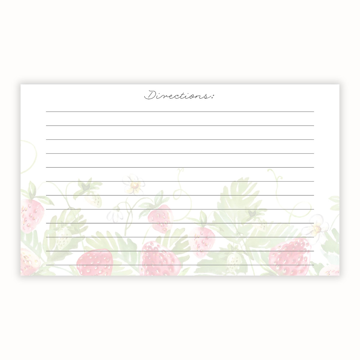Recipe Cards, 4x6 inches, 25 Pack, 18 Ingredient Lines, Strawberry Daydreams Design