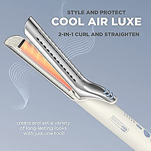 INFINITIPRO BY CONAIR 2-in-1 Cool Air Curling Iron and Flat Iron Luxe, Protects Against Damage and Locks in Style for Effortless Long Lasting Curls, Waves & Straight Looks with One Tool