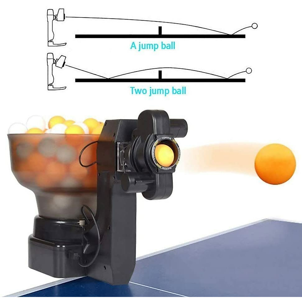 Table Tennis Robot 0-5 Level Adjustable Automatic Ping-Pong Ball Machine Practice Training Device with 7 Angle Setting Automatic Ball Machine for Training