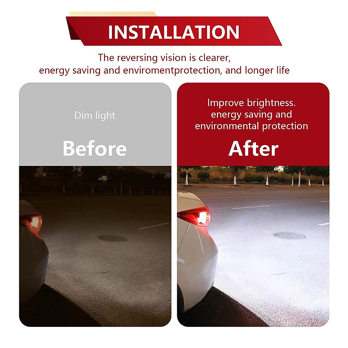 UGSHY Pack-2 Car Illumination Lights, T15 Reverse Light, High Power Decoding 3535 Chip Bulbs, Super Bright LED Bulb, Extremely Super Bright, Universal Bulbs Replacement (White Light)